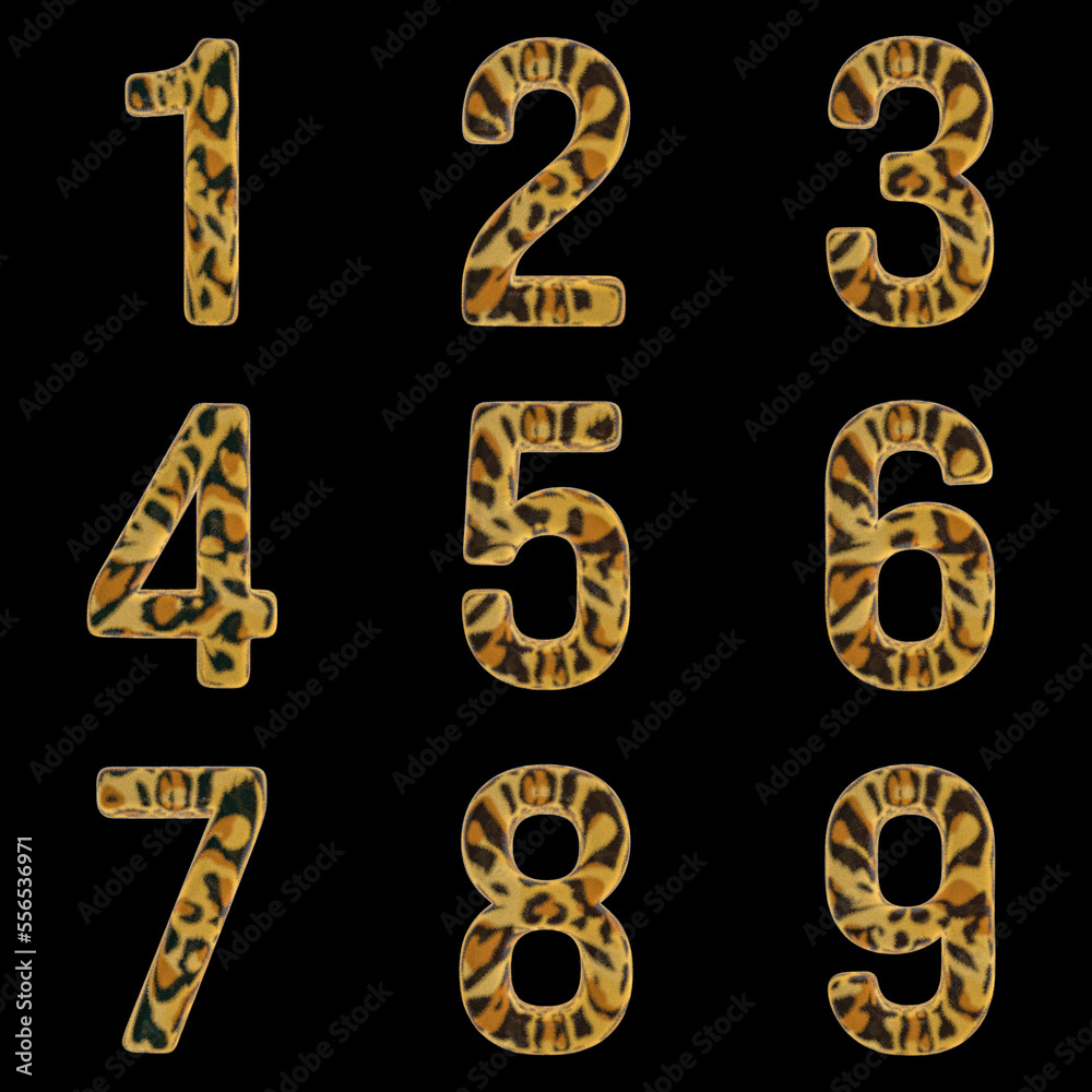 3D Render Set of Tiger Alphabet - Font including Letters, Numbers and ...