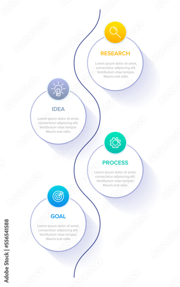 Vertical infographic design with icons and 4 options or steps. Thin ...