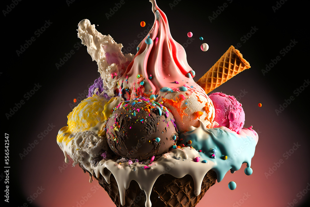 Colorful ice cream background. Image created with Generative AI ...