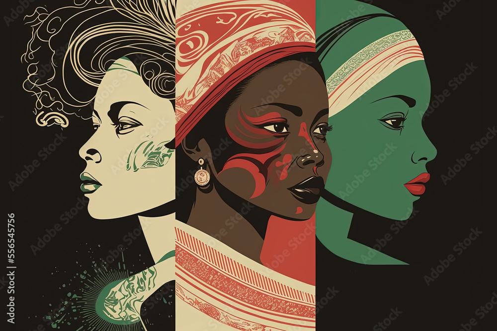 illustration of African-American faces and black ethnicities in ...