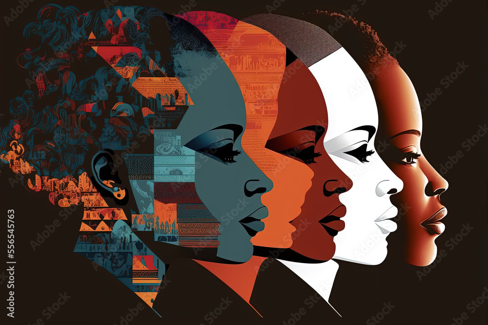 illustration of African-American faces and black ethnicities in ...