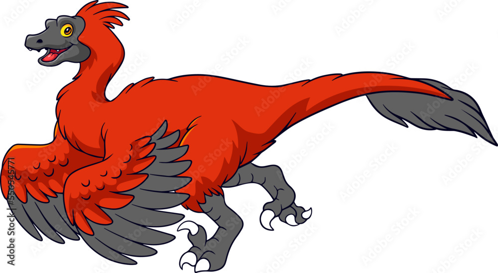 Cartoon funny Pyroraptor isolated on white background Stock Vector ...