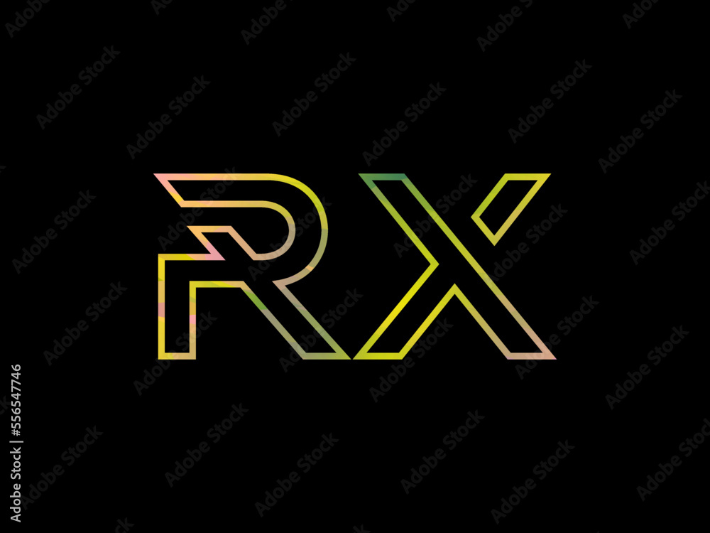 RX Letter Logo With Colorful Rainbow Texture Vector Stock Vector ...