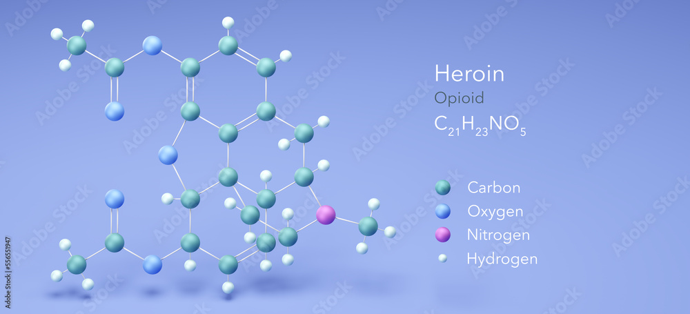 heroin molecular structure, diacetylmorphine 3d model, Structural ...