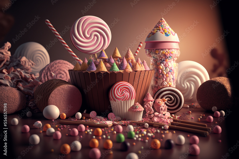 fantasy landscape of sweets, created by a neural network, Generative AI ...