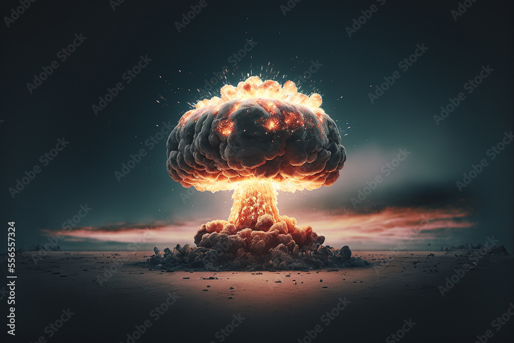 nuclear mushroom, the explosion of an atomic bomb, created by a neural ...