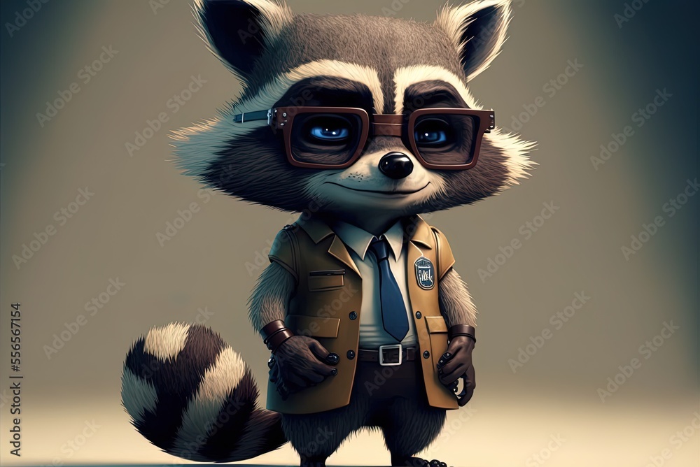 Cartoon raccoon with a shady side. Generative AI Stock Illustration ...