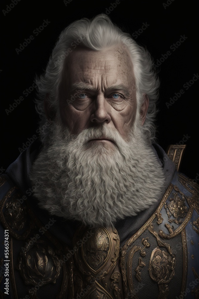 Old arcane mage with white beard in ornate sorcerer armor, fantasy ...