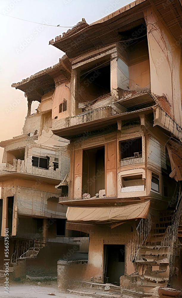 Old abandoned Islamic houses-Created with Generative AI technology ...