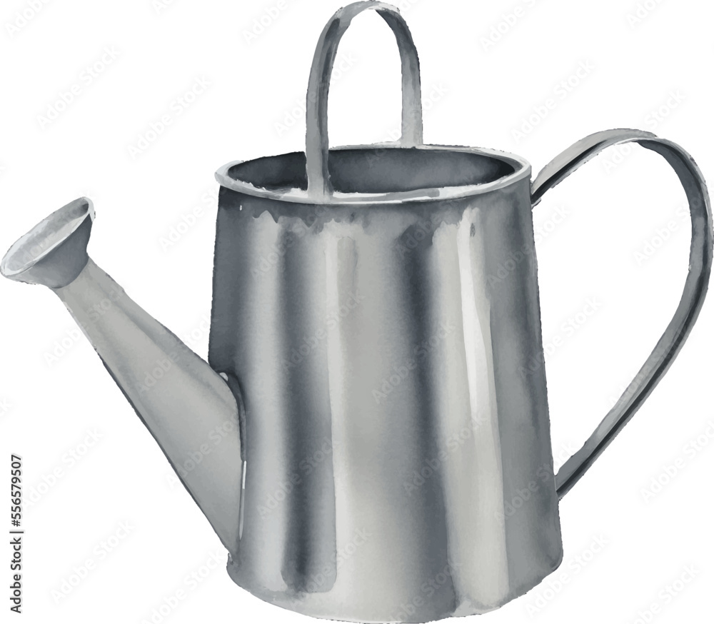 watering can hand drawn with watercolor painting style illustration ...