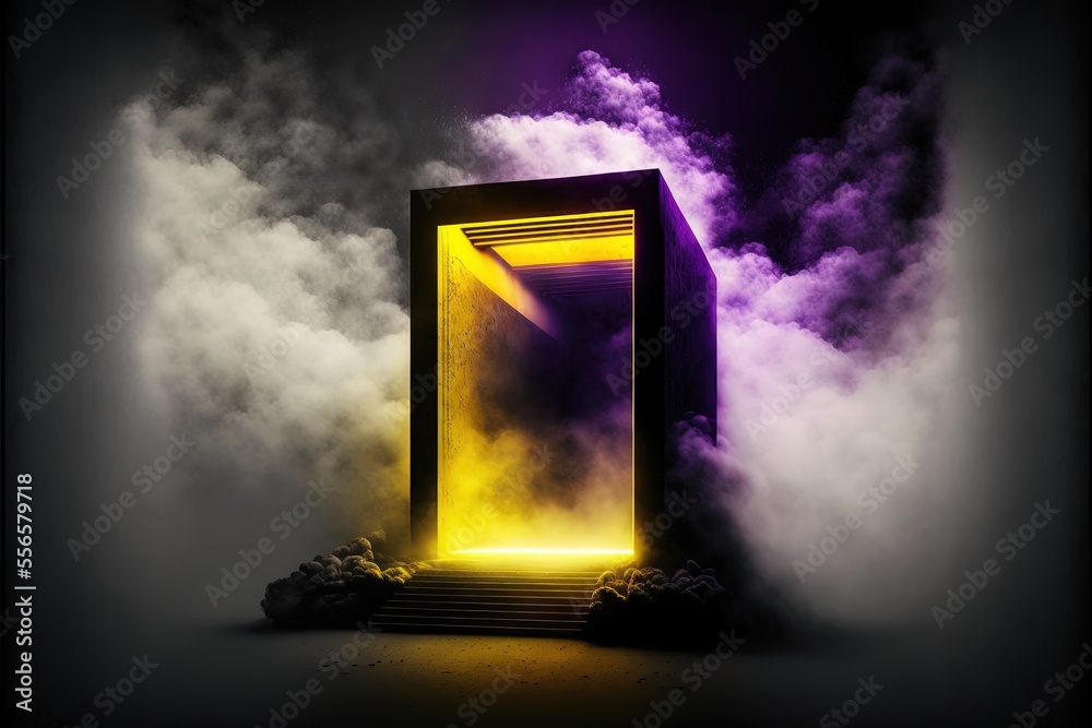 Smoke Sci-Fi square entrance gate generative ai set Stock Illustration ...