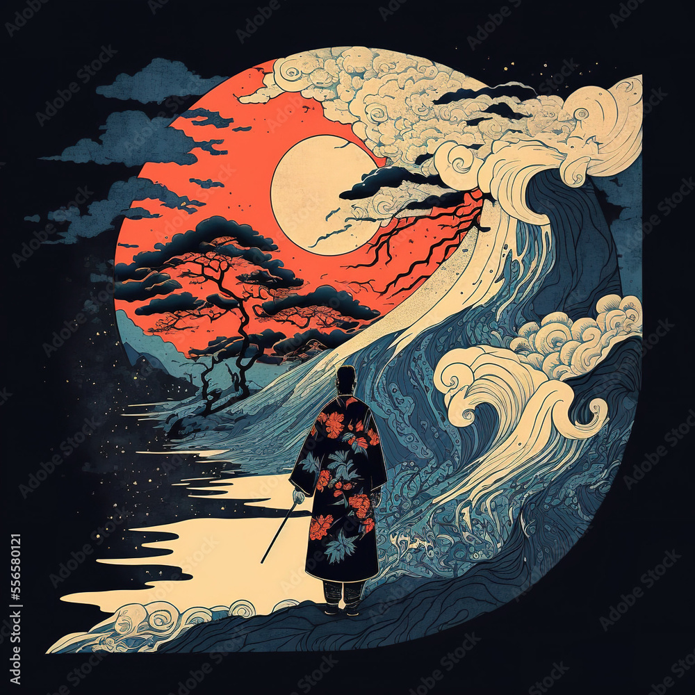 The great wave off kanagawa painting reproduction. Japanese style ...
