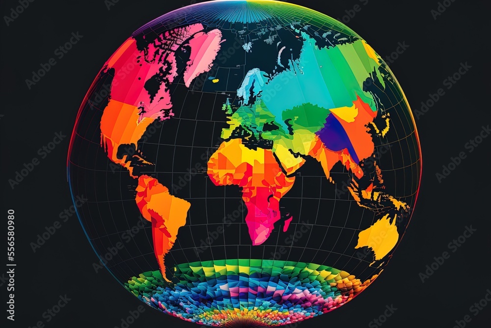 A n colorful map of the world. globe political maps, flags, and nation ...