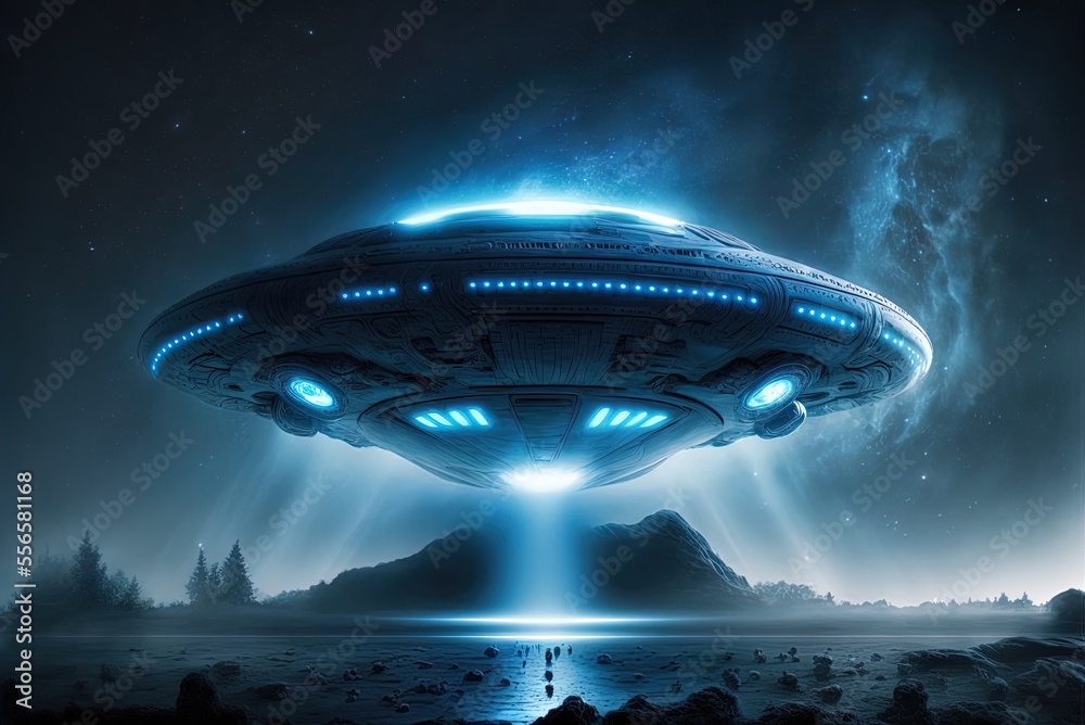 Illustrazione Stock Aliens' spaceship ufo seems real and is emitting a ...