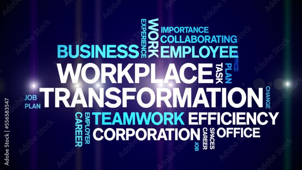Workplace Transformation animated tag word cloud;text design animation ...