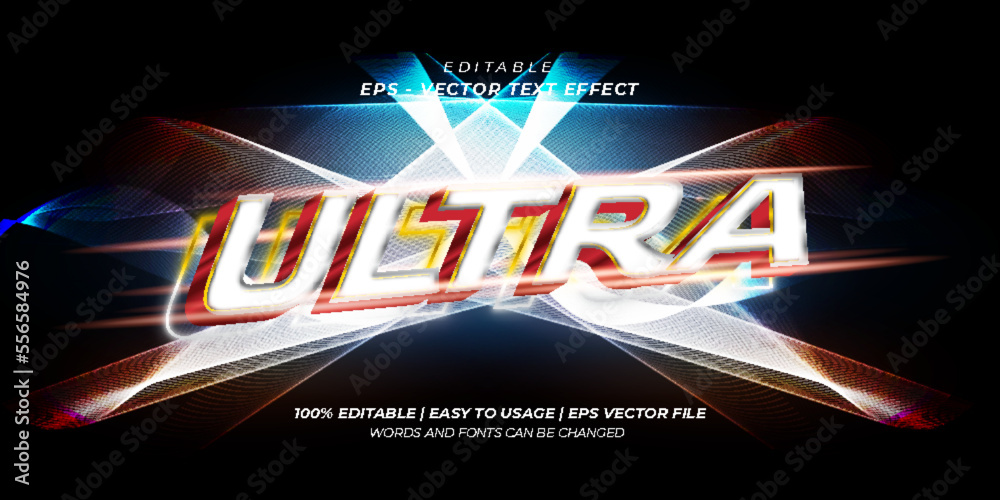Ultra text effect with futuristic 3D style is editable Stock Vector ...