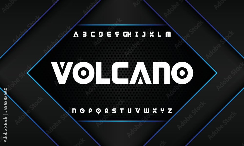 VOLCANO Tech Modern Alphabet Letter Font. Typography luxury style fonts ...