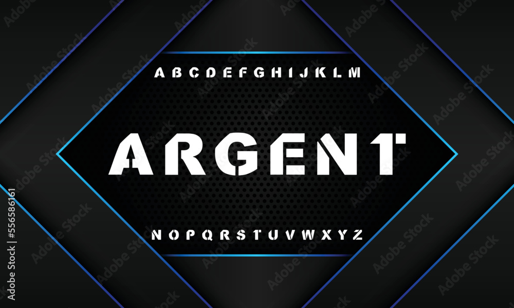 Alphabet in robotic technology style. Geometric futuristic font for ... Alphabet in robotic technology style. Geometric futuristic font for ...