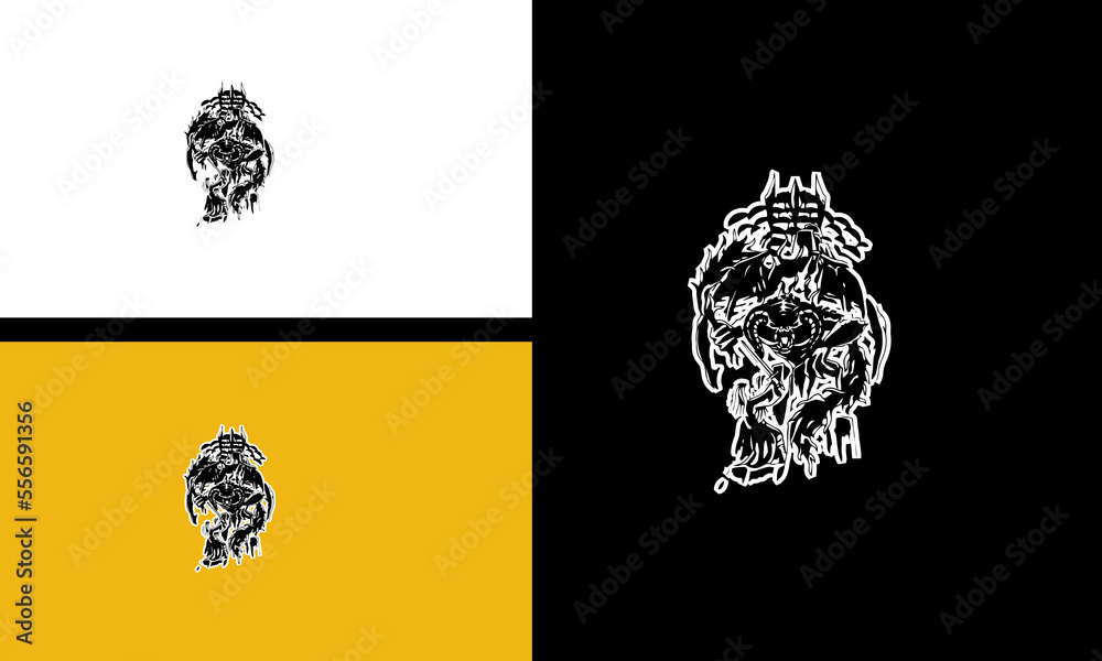robot and hold sword vector outline design Stock Vector | Adobe Stock