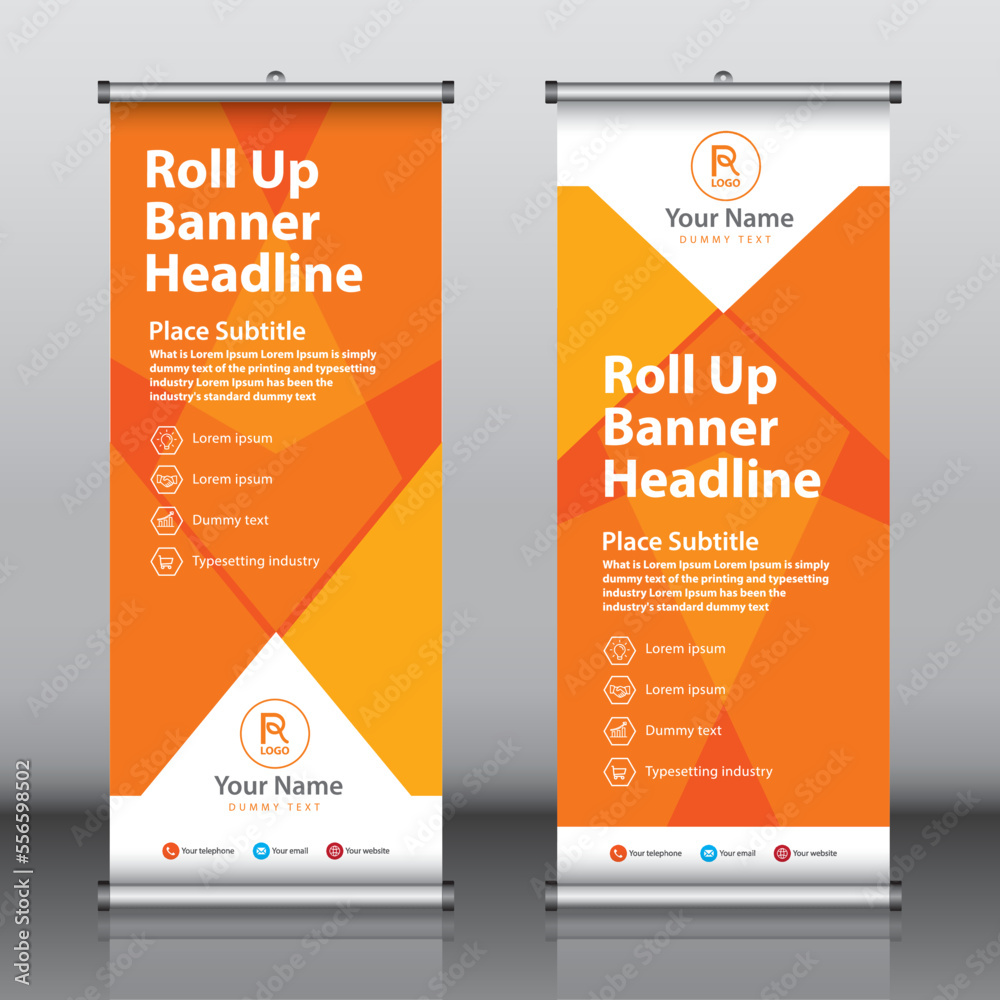 Roll up banner design template vector, abstract background, modern x ...