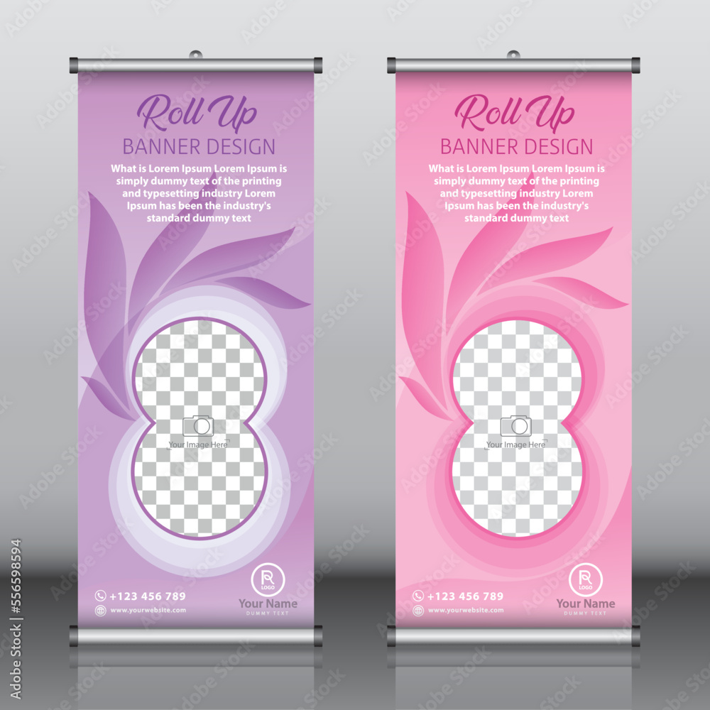 Roll up banner design template vector, abstract background, modern x ...