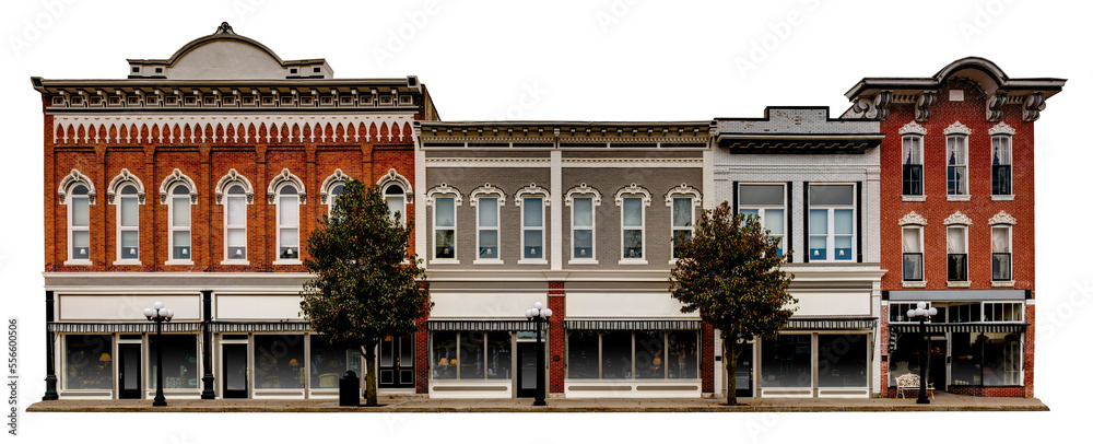 19th century town square architectural storefront facades. Stock Photo ...