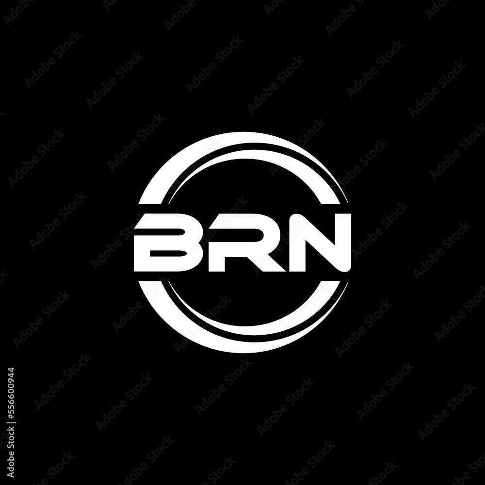 BRN letter logo design with black background in illustrator, cube logo ...