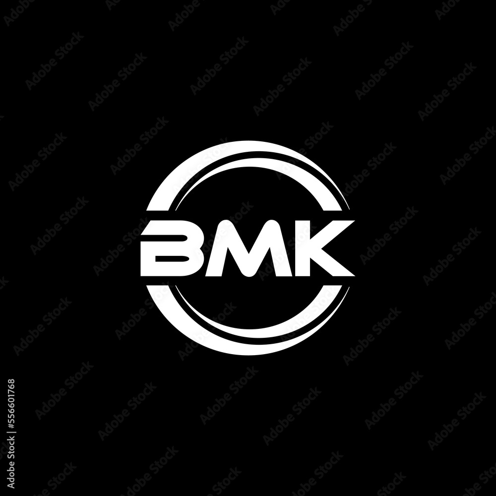 Vettoriale Stock BMK letter logo design with black background in ...