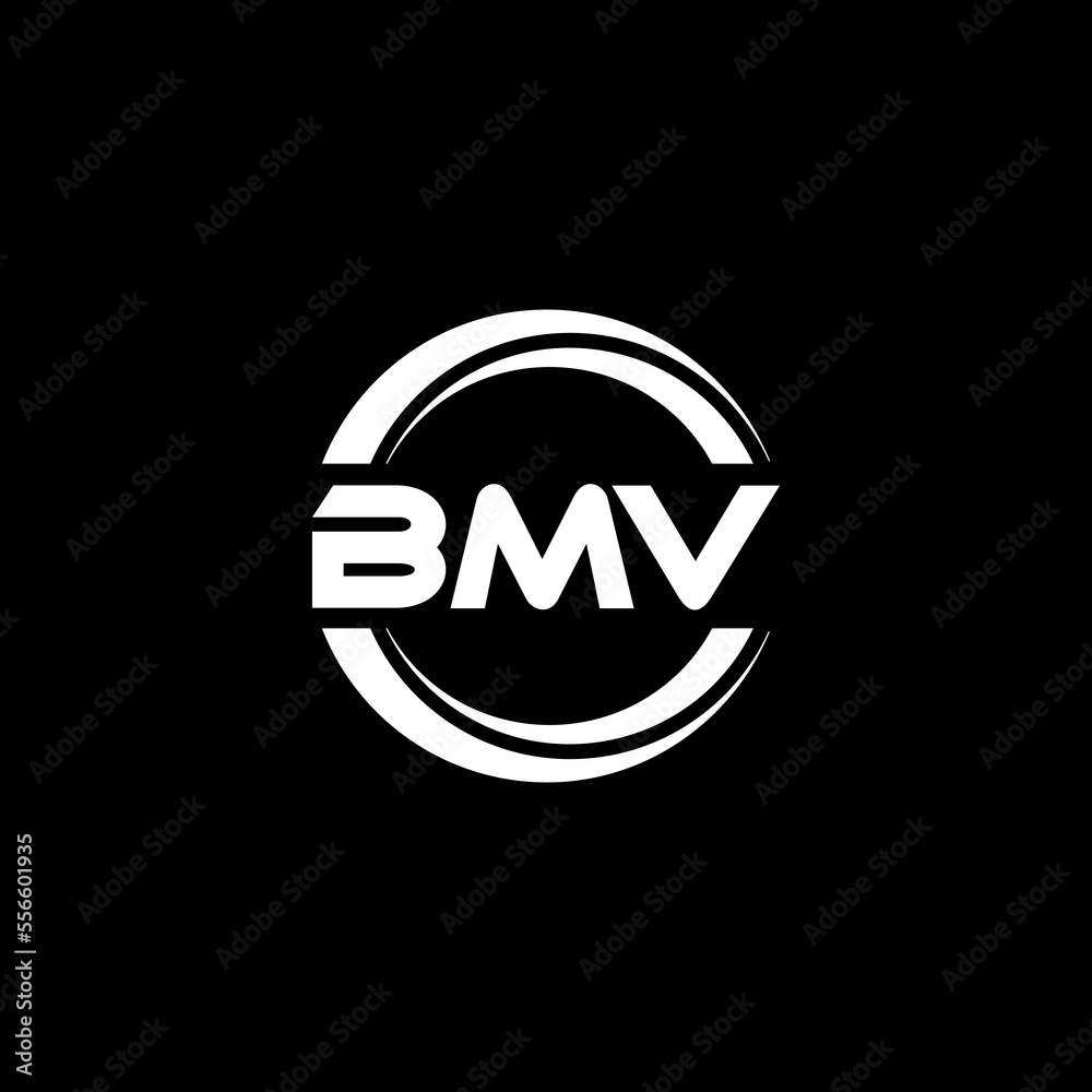 BMV letter logo design with black background in illustrator, cube logo ...