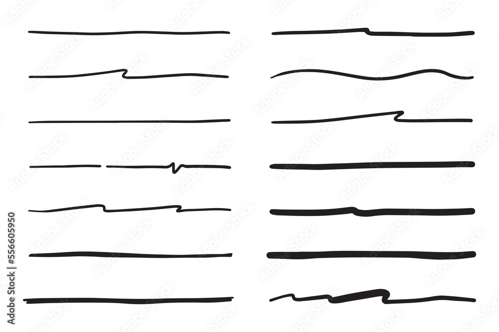Vector set of hand drawn underline. Stock Vector | Adobe Stock