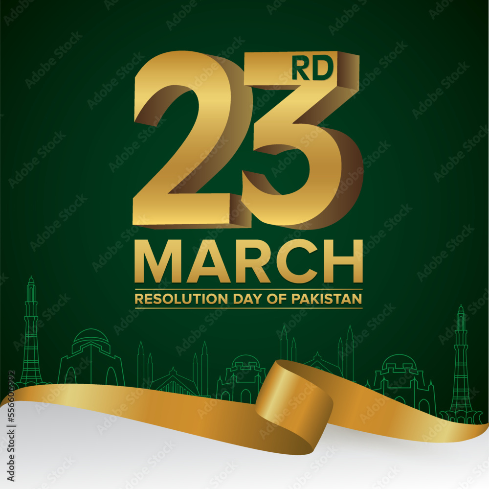 23 March 1940 "Pakistan Resolution Day" Poster design vector ...