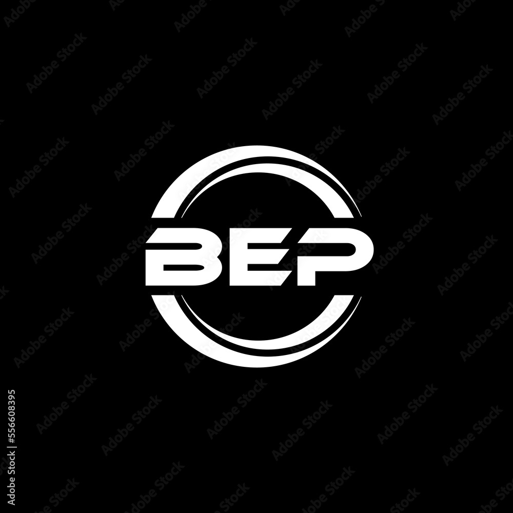 BEP letter logo design with black background in illustrator, cube logo ...