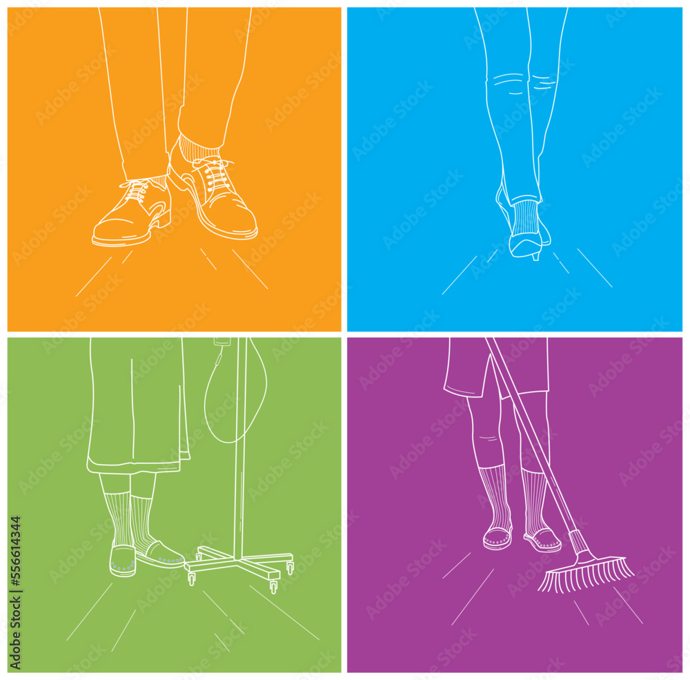 Line drawing of different legs, different working legs, line drawing of ...