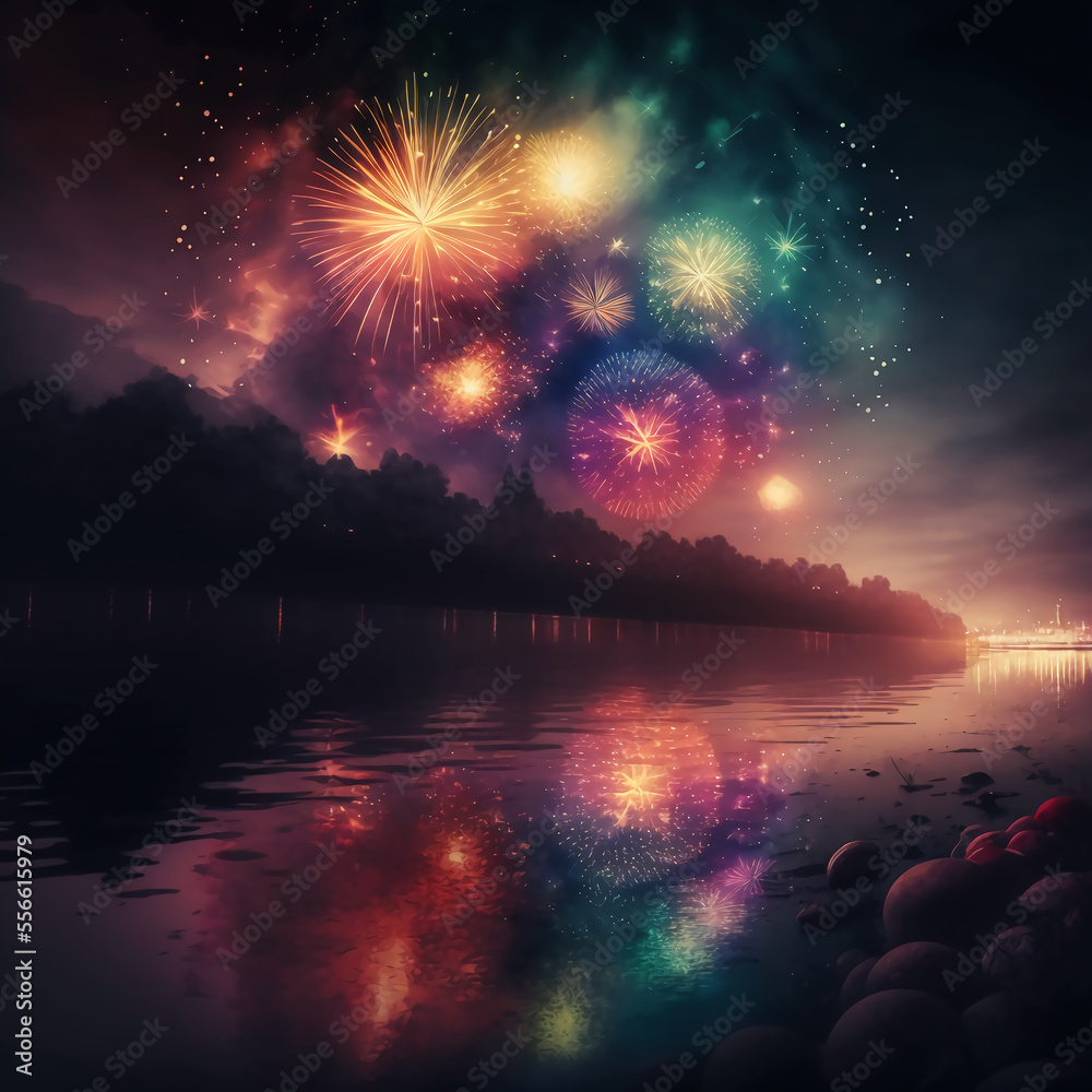 fireworks Background Concept artwork digital art Illustration wallpaper ...