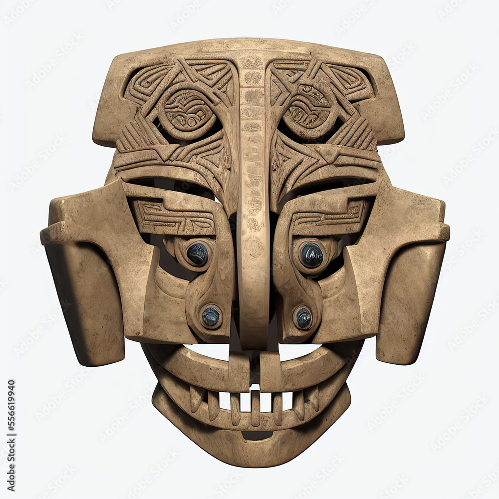 Traditional ancient Mayan Mask. Digital illustration. Generative AI ...