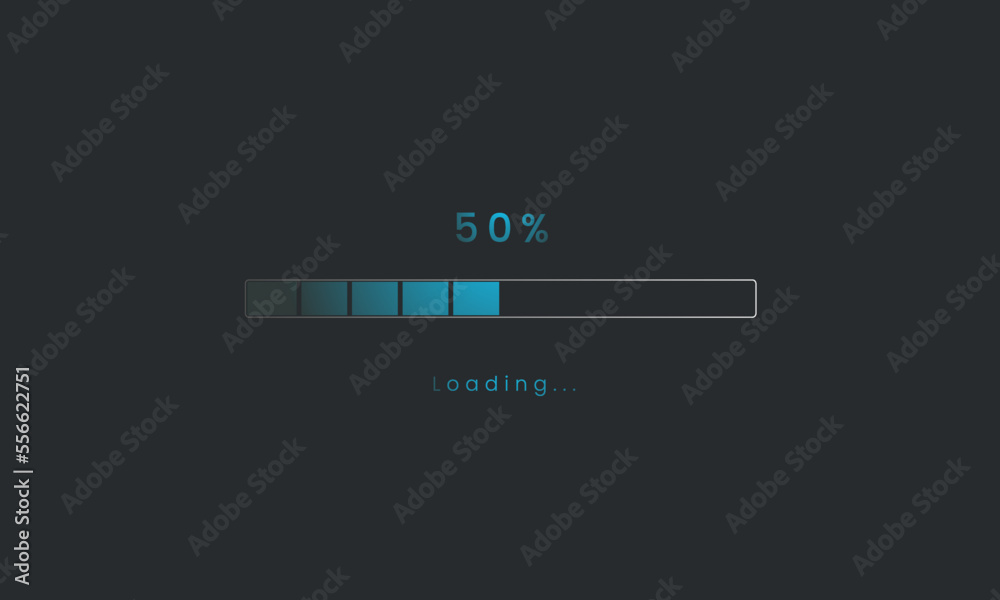 50 percent Futuristic dark blue Progress loading bar. Loading bar ...