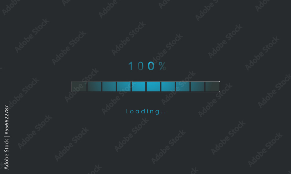 100 percent Futuristic dark blue Progress loading bar. Loading bar ...