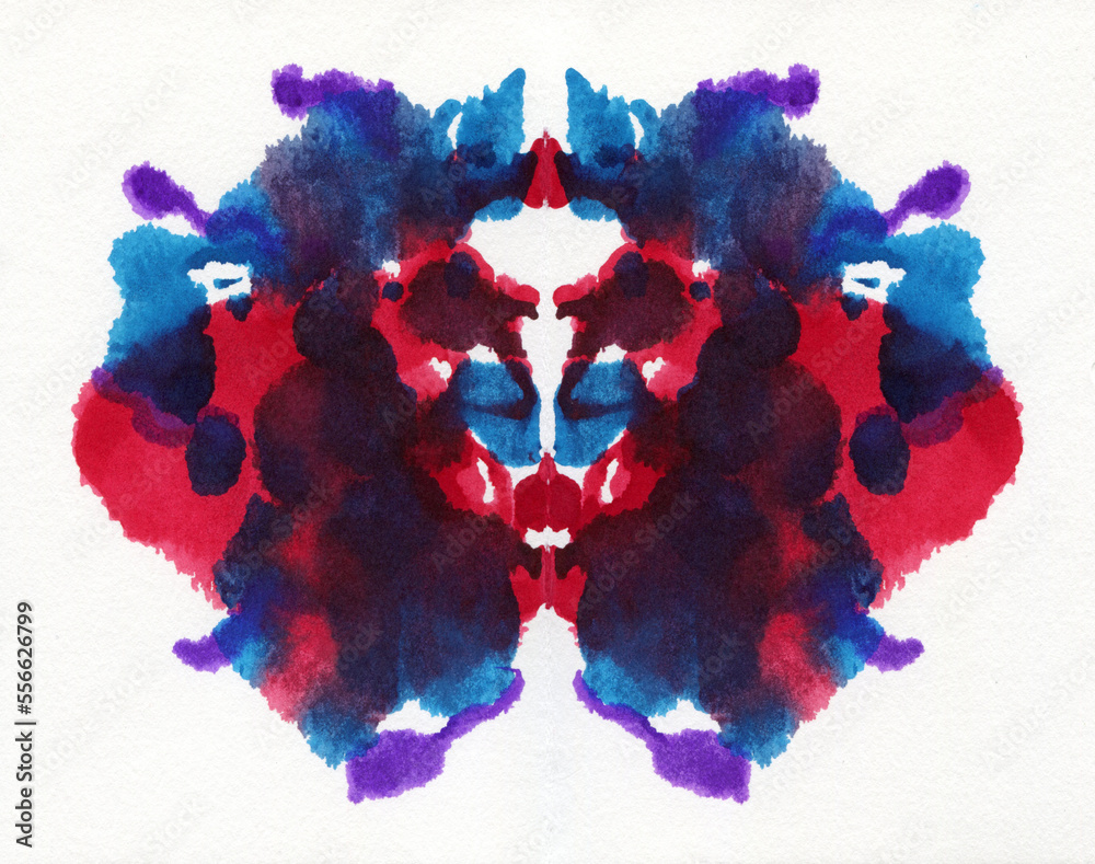 Rorschach inkblot test isolated on paper. strange ink stain for ...