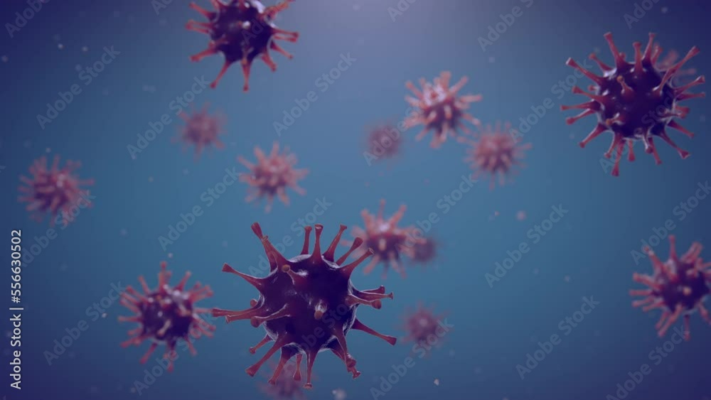 Coronavirus Sars COV-2 Cells Under The Microscope. Slow, realistic ...