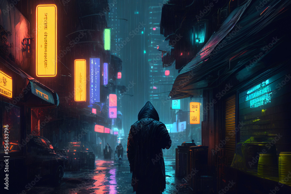 Cyberpunk streets illustration, futuristic city at night, wallpaper ...
