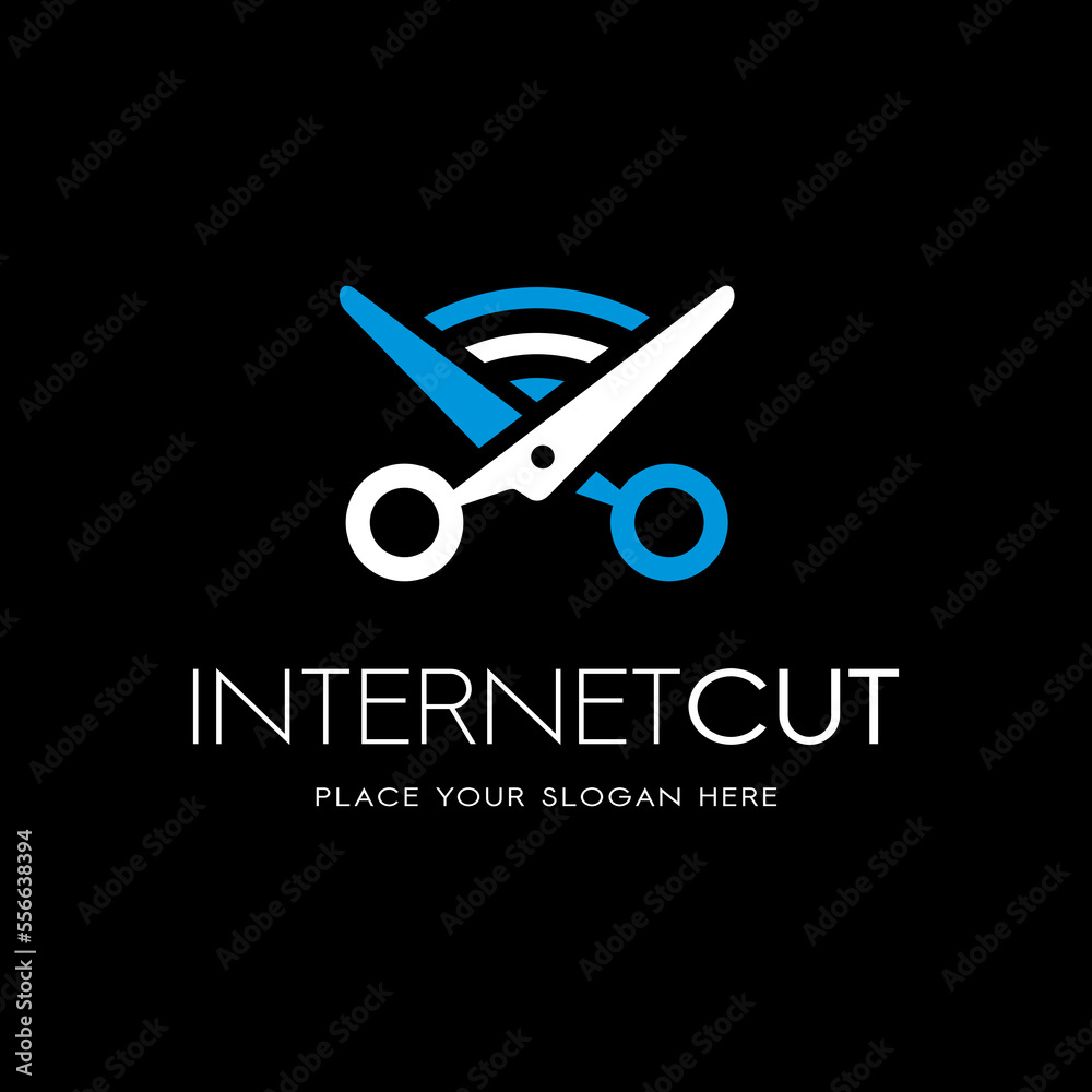 Internet cut wifi logo design vector. This logo is suitable for network ...