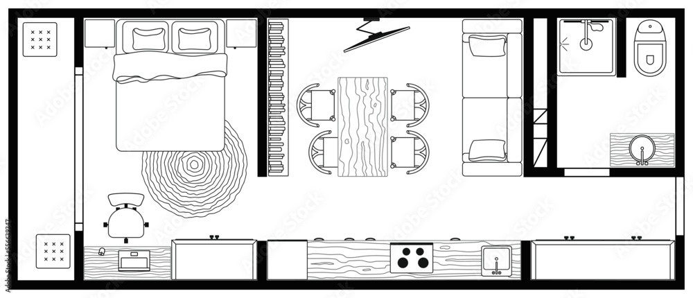 Apartment floor plan. Architecture micro studio plan of condominium ...