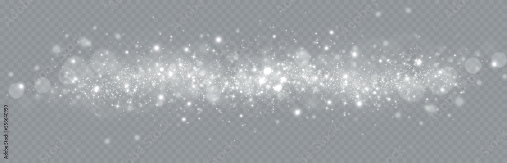 Particles of white magic dust. Shining light particles.Christmas ...