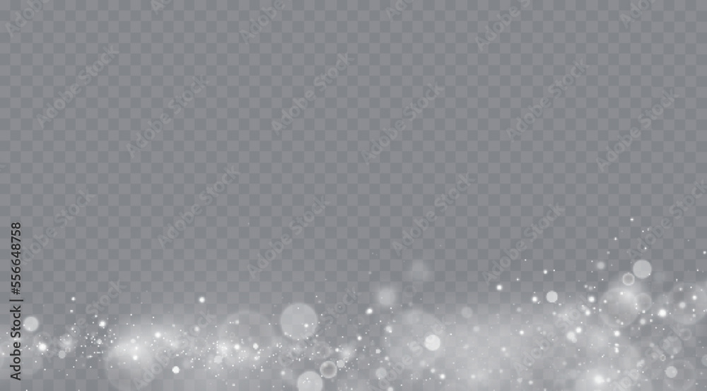 Particles of white magic dust. Shining light particles.Christmas ...