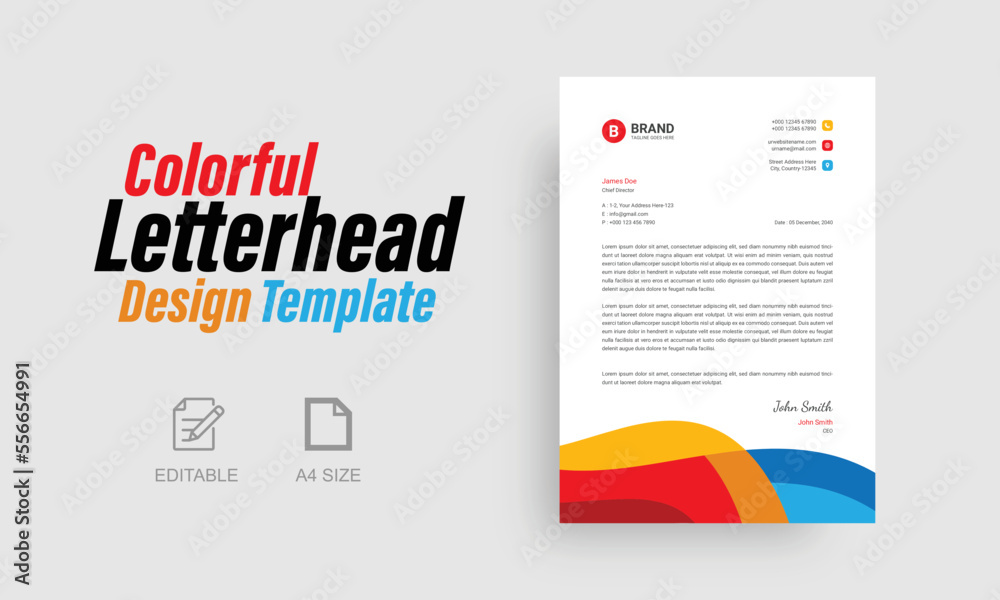 A4 business letterhead design template. Professional modern letterhead ...