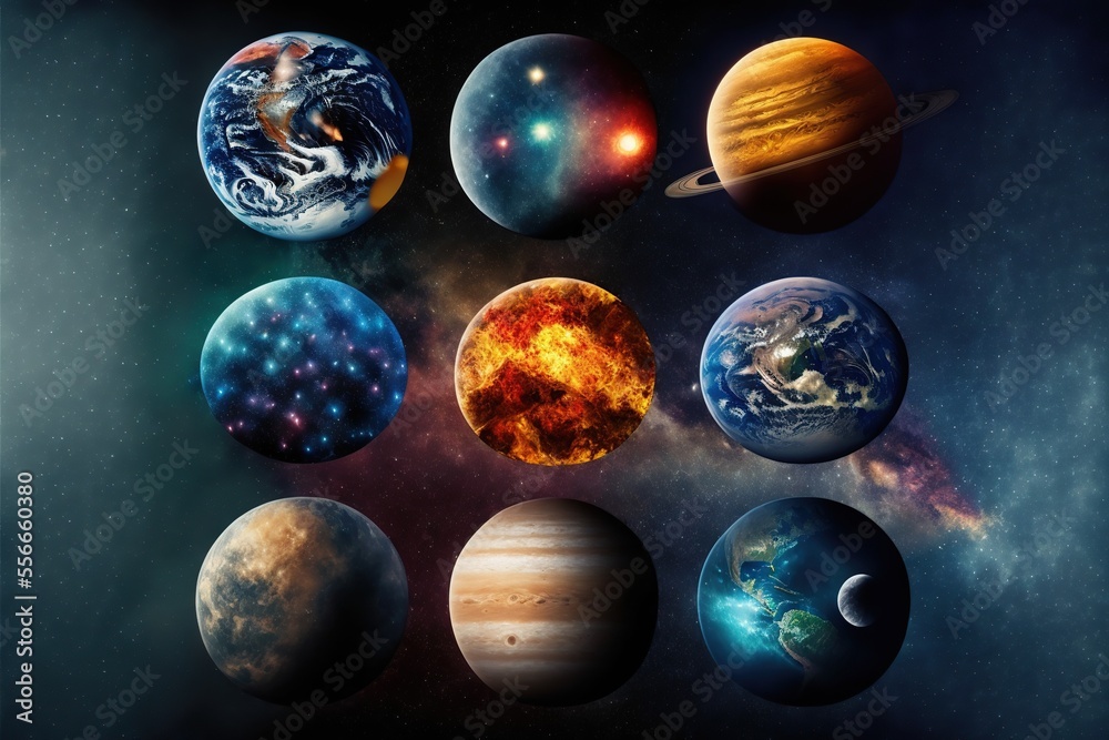 High resolution images of fictional planets. generative ai Stock ...