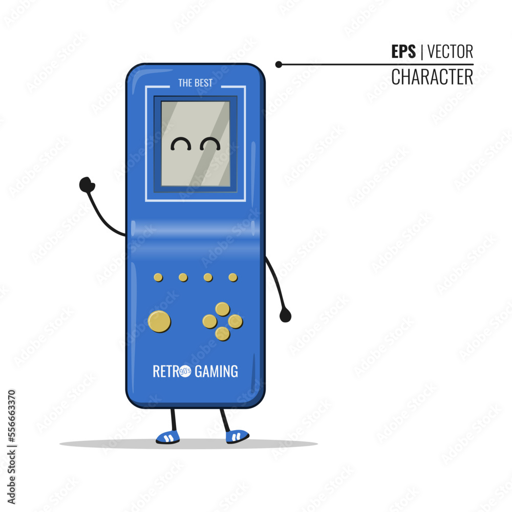 Cute Retro Game Console Character Vector. Funny Mascot of Old style ...