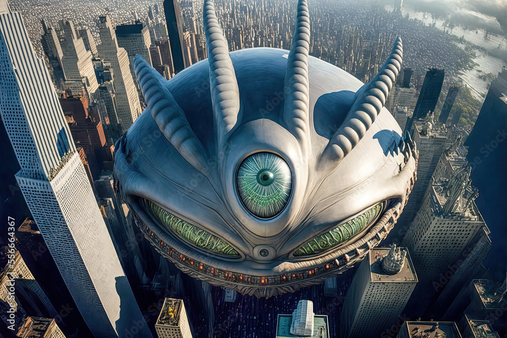 UFO Raumschiff Aliens Fliegende Untertasse Ausserirdische Invasion Riesiges Spaceship Übernahme ...