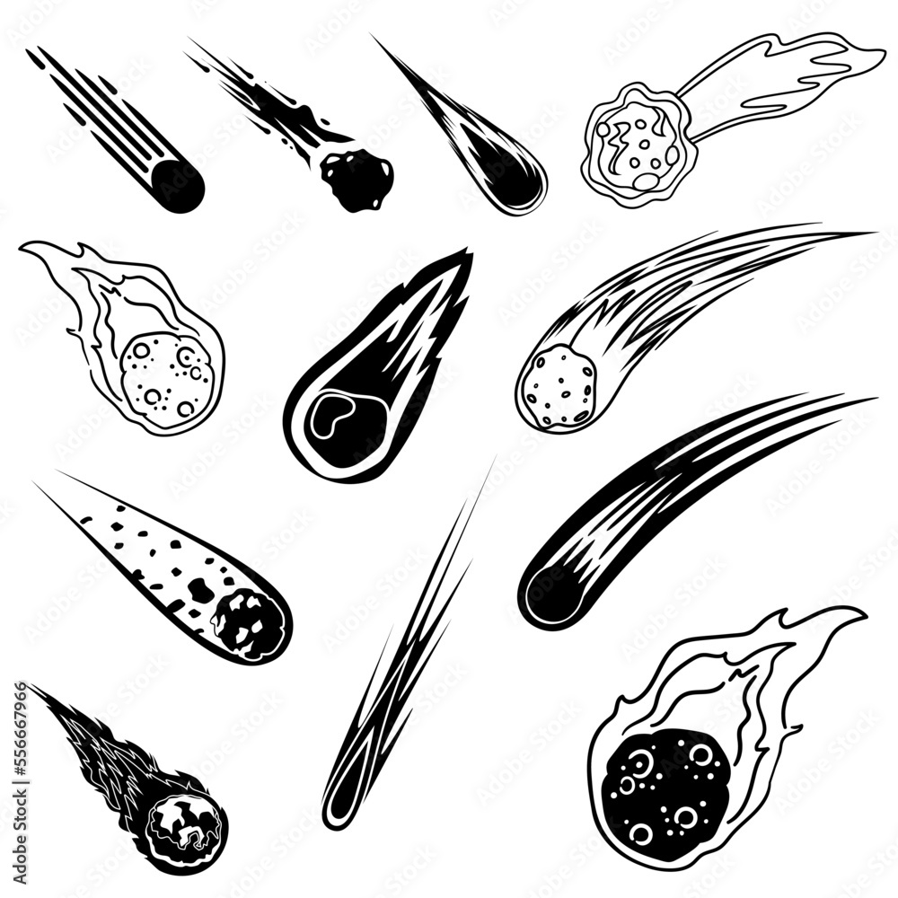 Comet icon vector. Asteroid illustration sign. Meteorite symbol. Cosmos ...