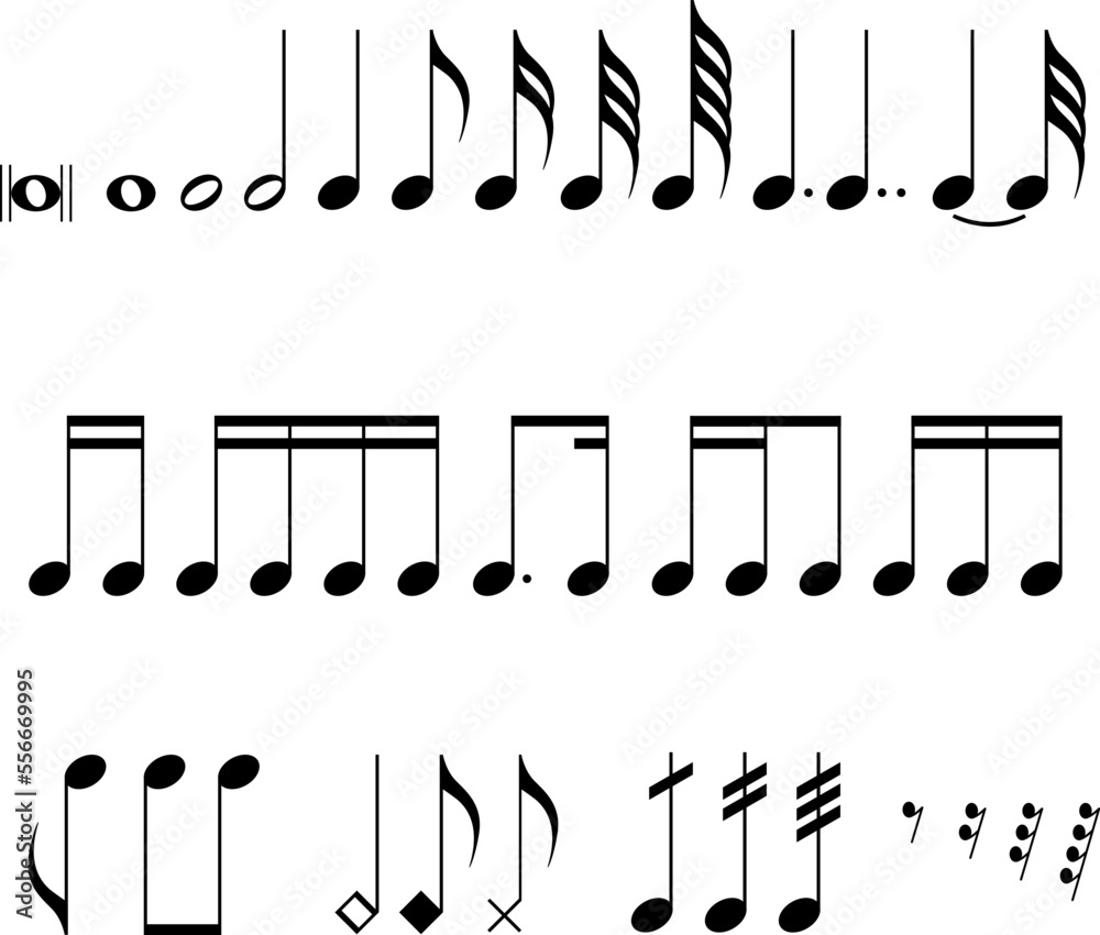 Music notes icons set. Vector symbols Stock Vector | Adobe Stock